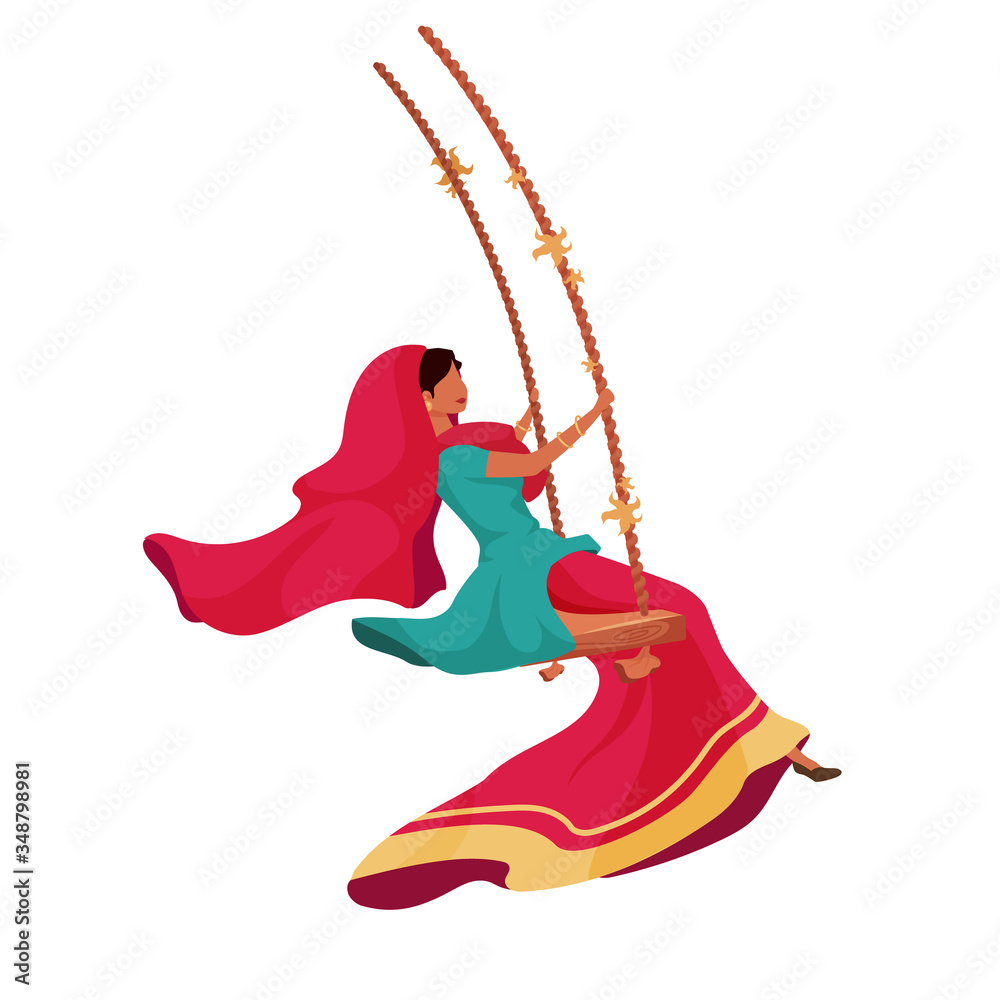 Woman in sari flat color vector faceless character. Traditional indian ...