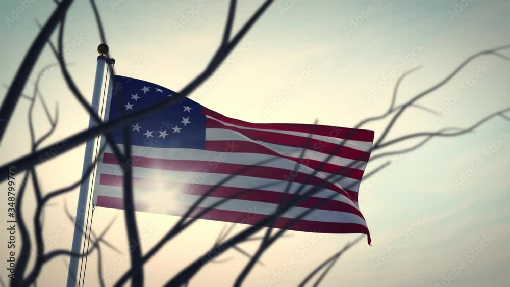 Betsy ross flag flying depicts liberty and freedom - video animation ...