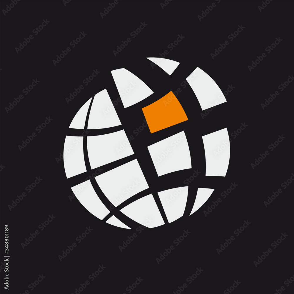 Abstract fragmented world globeVector logo, concept dynamic world Stock ...
