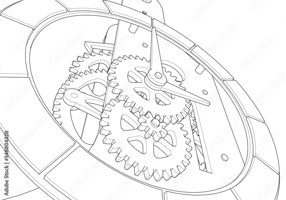 clock mechanism symbol 3d illustration Stock Vector | Adobe Stock