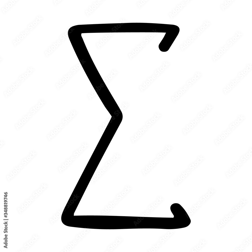 Sigma sign drawn in the Doodle style.The sum sign in mathematics.Black ...