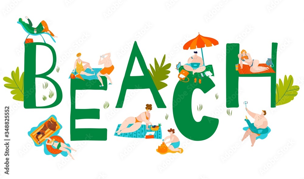 Beach body positive plus size women in bikini, swimming suits sun ...