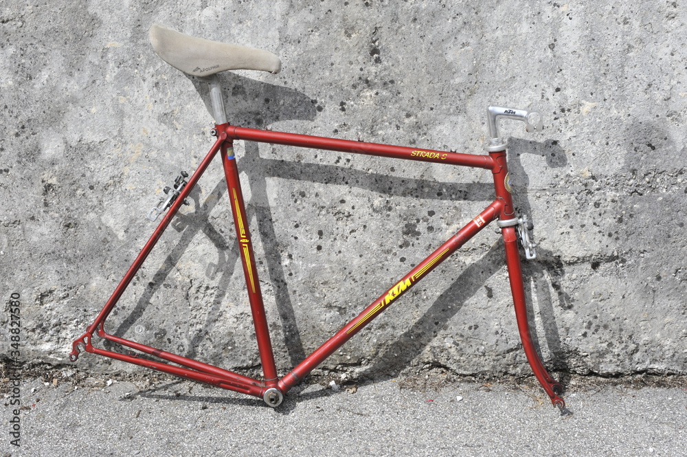 frame of a vintage ktm strade roadbike Stock Photo | Adobe Stock