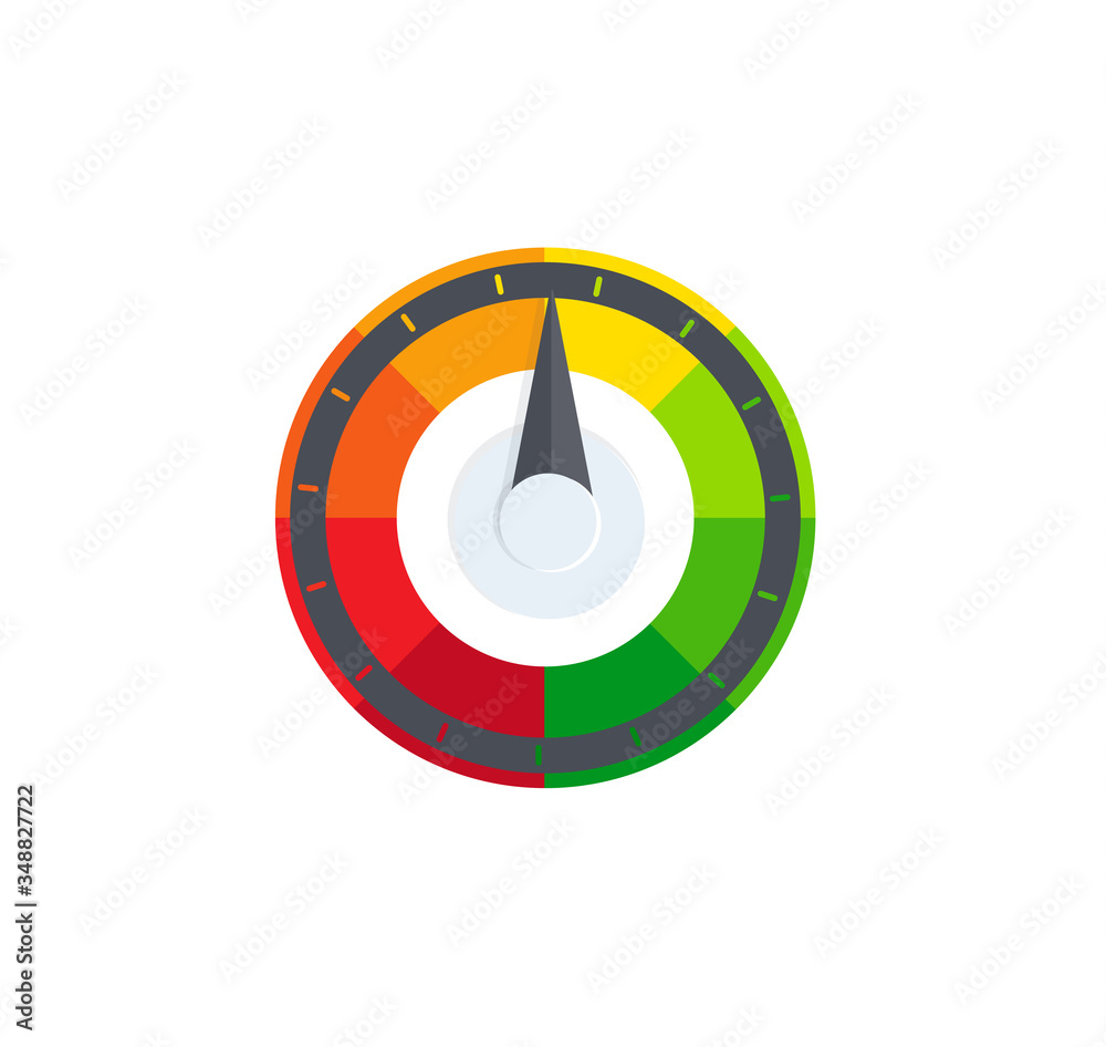 Colorful selector, regulator, speedometer logo. Fuel, petrol indicator ...