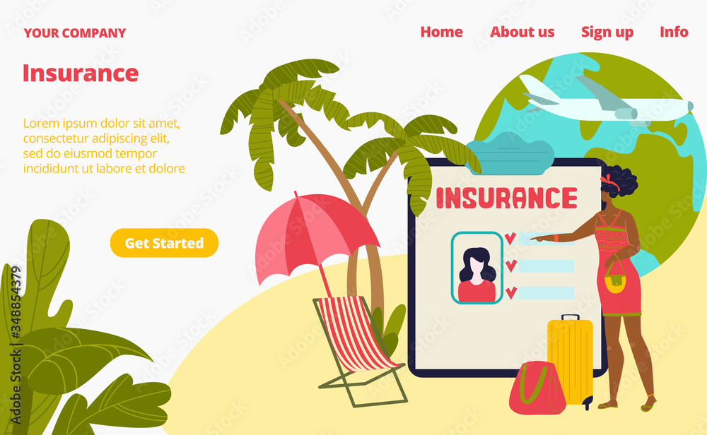 Travel health insurance form online service protection web landing page ...