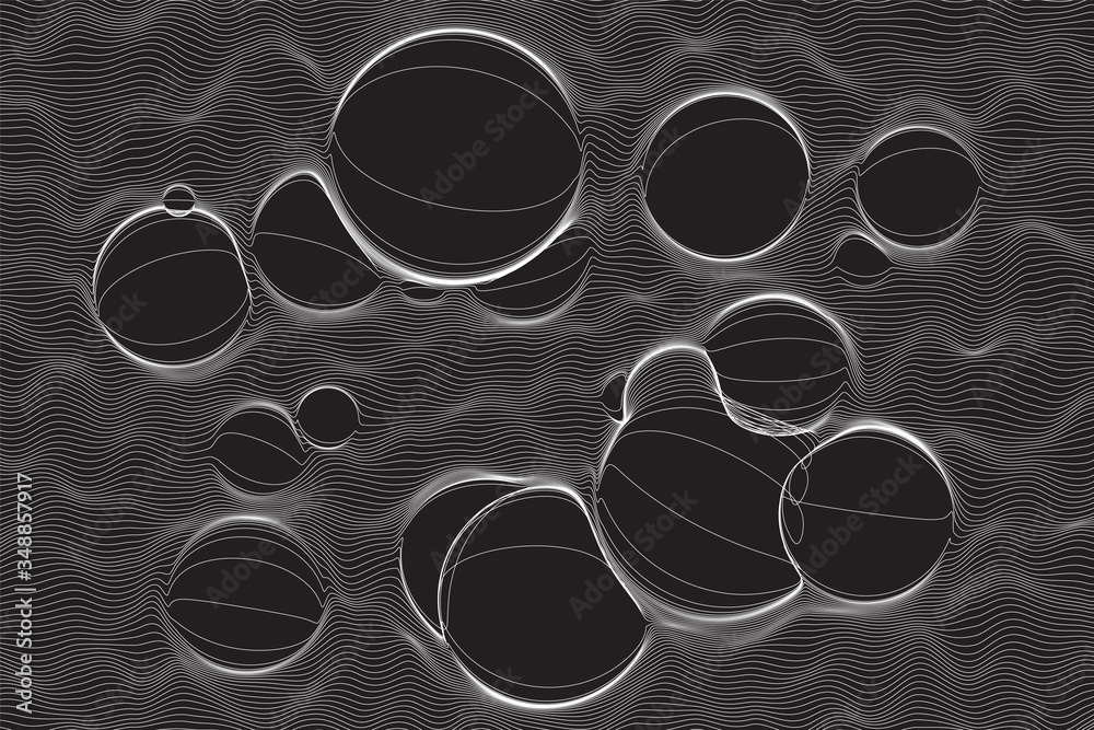 Ultra thin line bubble fluid geometry. Dynamic vector spherical ...