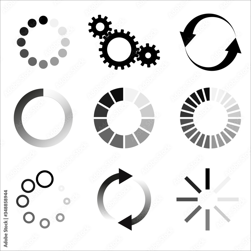 Loading process bar vector isolated elements on white backgroud. Vector ...