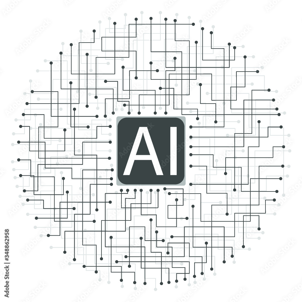 Modern line art icon with artificial intelligence line connection on ...