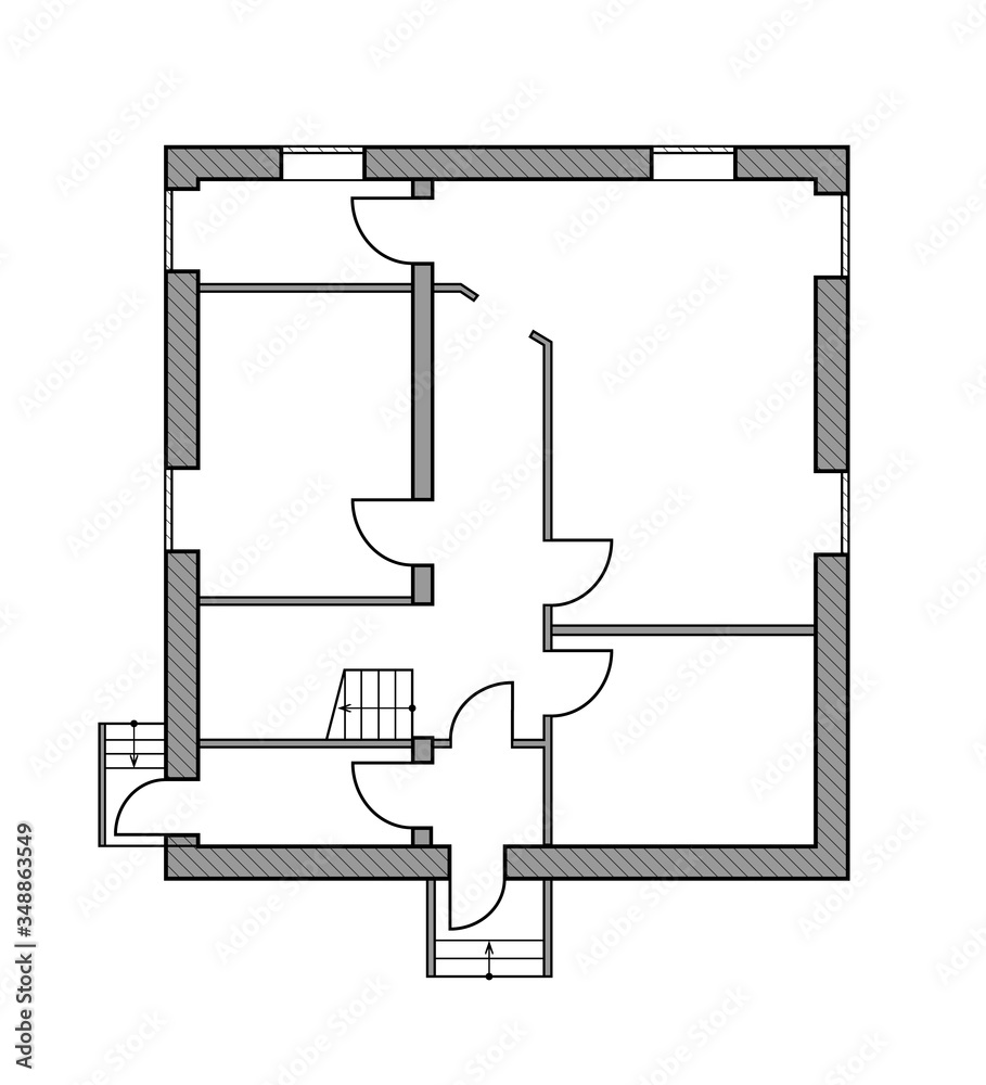 Architecture plan isolated on background. Blueprint suburban house. Top ...