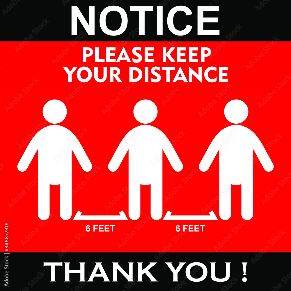 Please Keep Your Distance, sign and sticker vector Stock Vector | Adobe ...