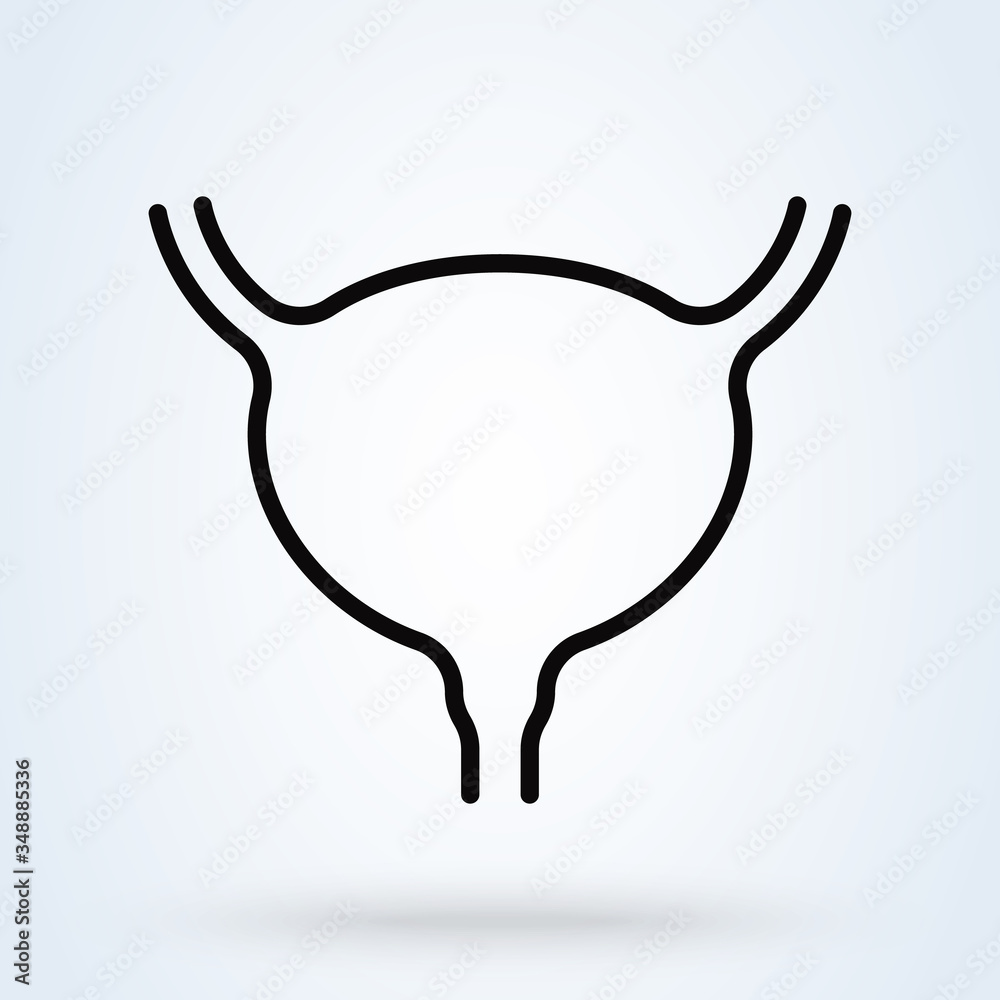 Human urinary bladder with ureters and urethra line art. Vector ...