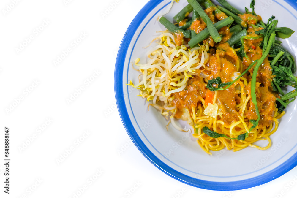 "Bakmie Pecel", a traditional food from Indonesia. It is made of a ...