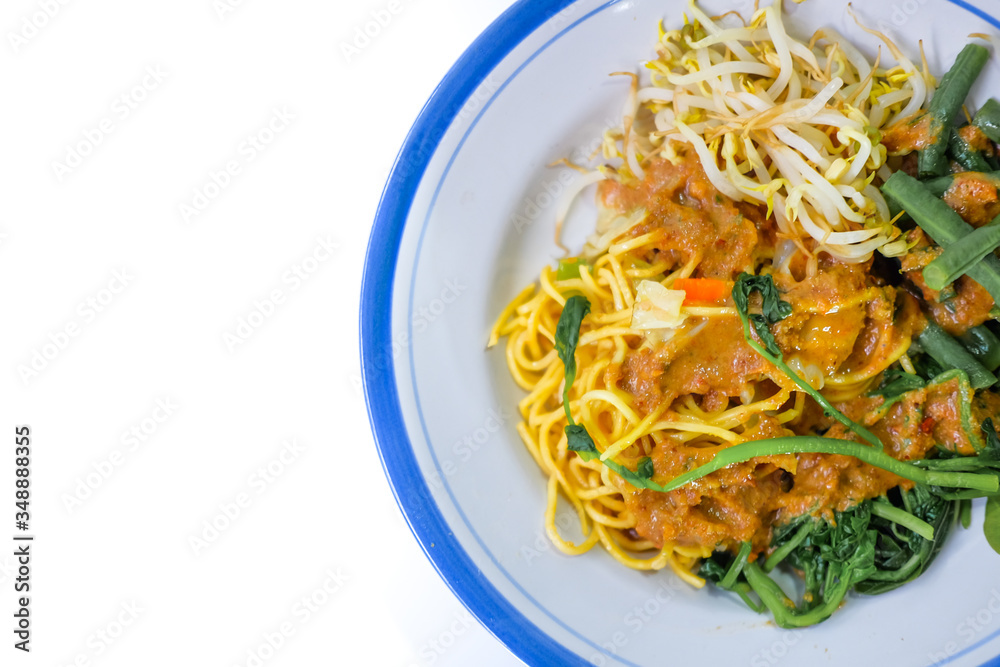 "Bakmie Pecel", a traditional food from Indonesia. It is made of a ...