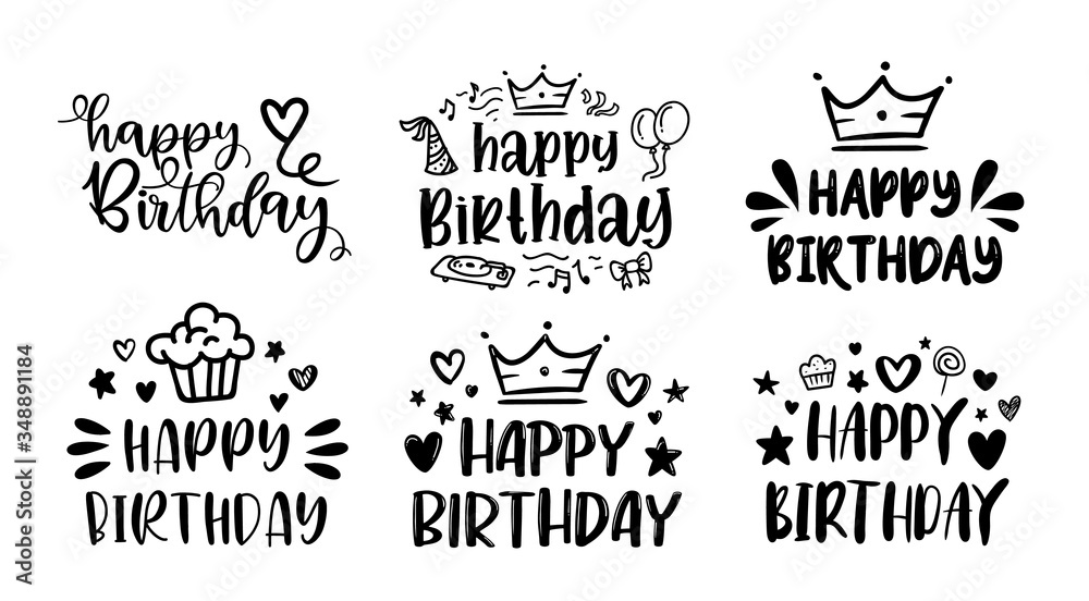 HAPPY BIRTHDAY Lettering Sign Quote Typography Set Calligraphy Design happy-birthday-lettering-sign-quote-typography-set-calligraphy-design