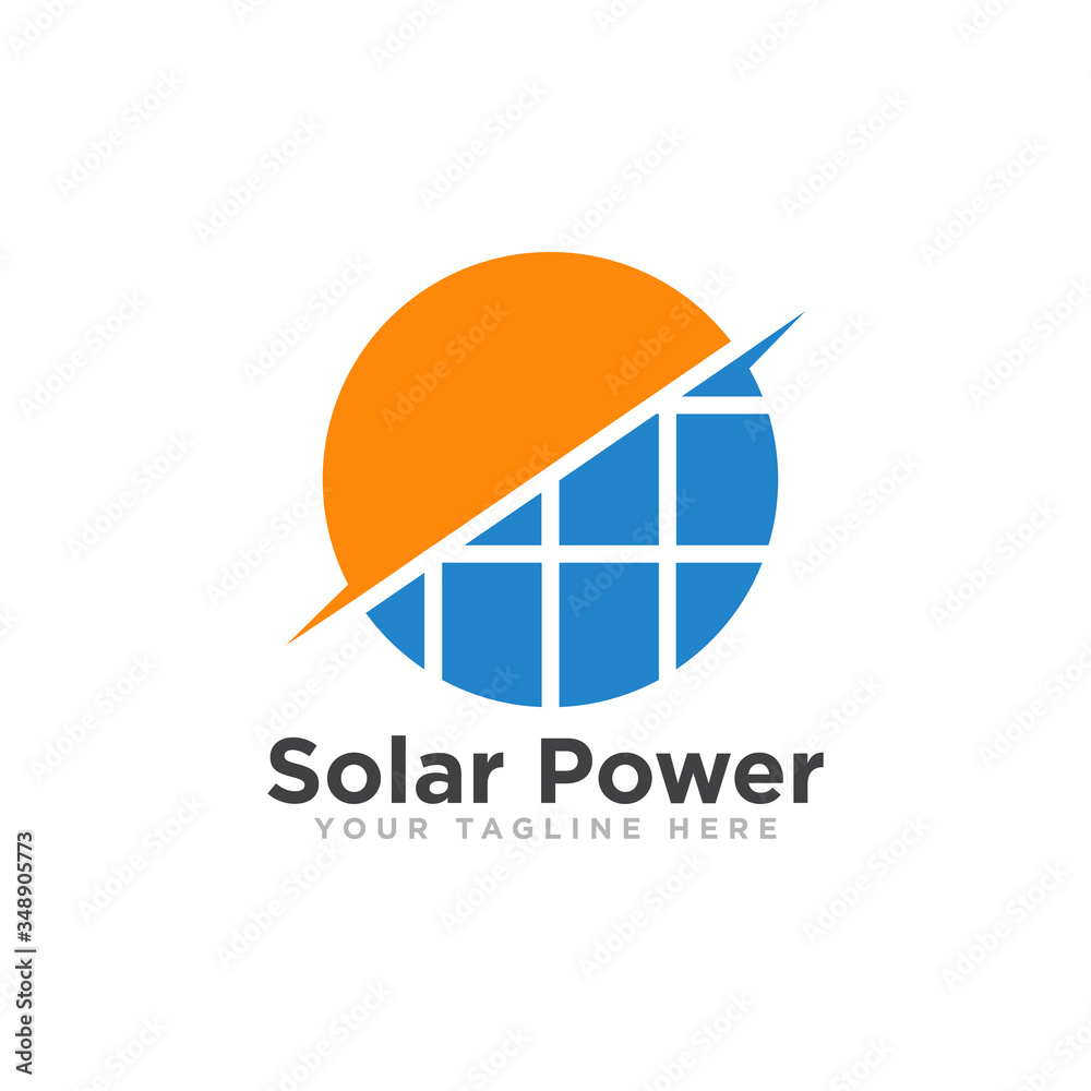 Solar Energy Logo Design Vector Illustration Stock Vector | Adobe Stock