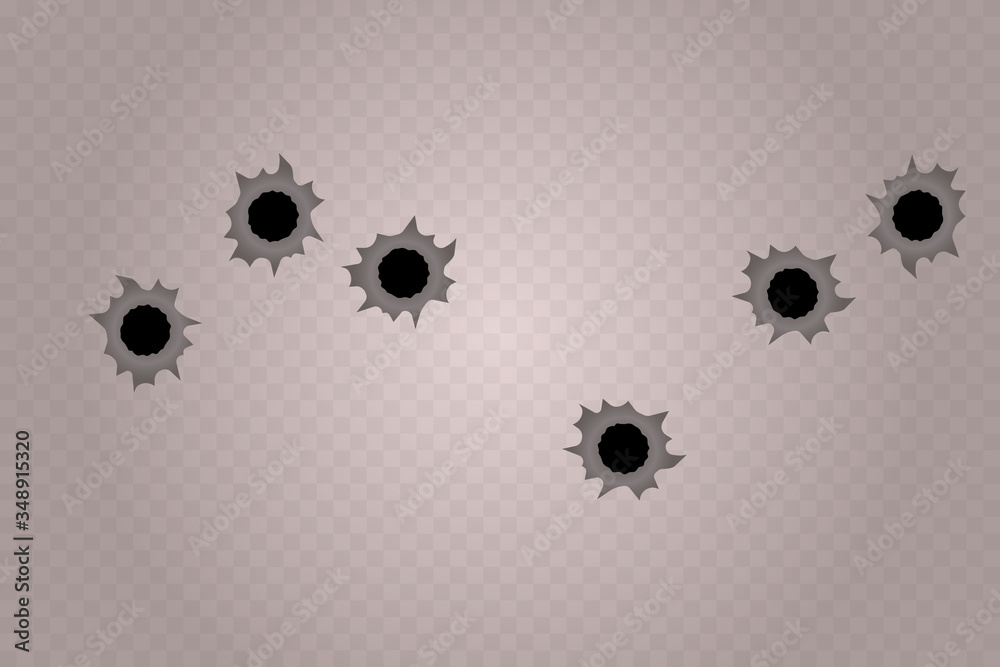 Bullet holes isolated. Realistic Gun Weapon Bullet Hole Isolated On ...