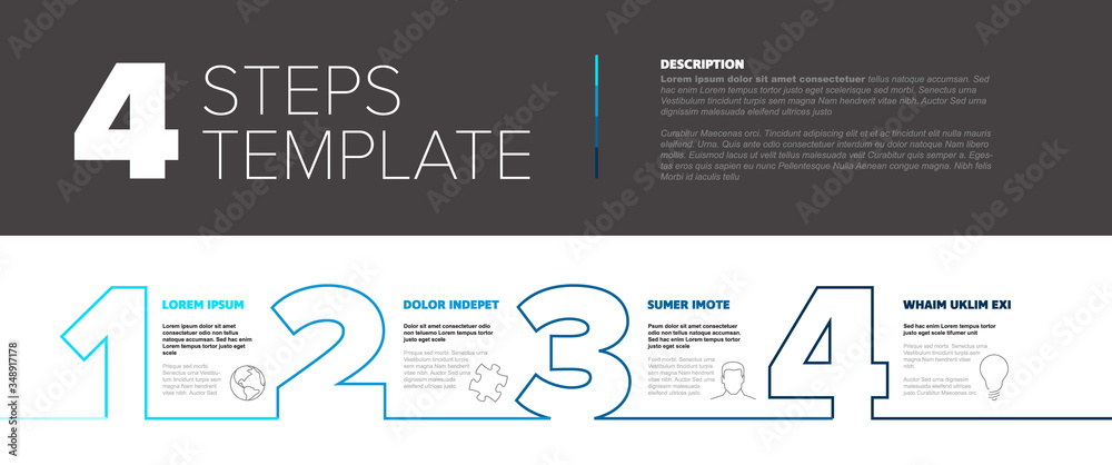 Progress steps thin line template Stock Vector | Adobe Stock