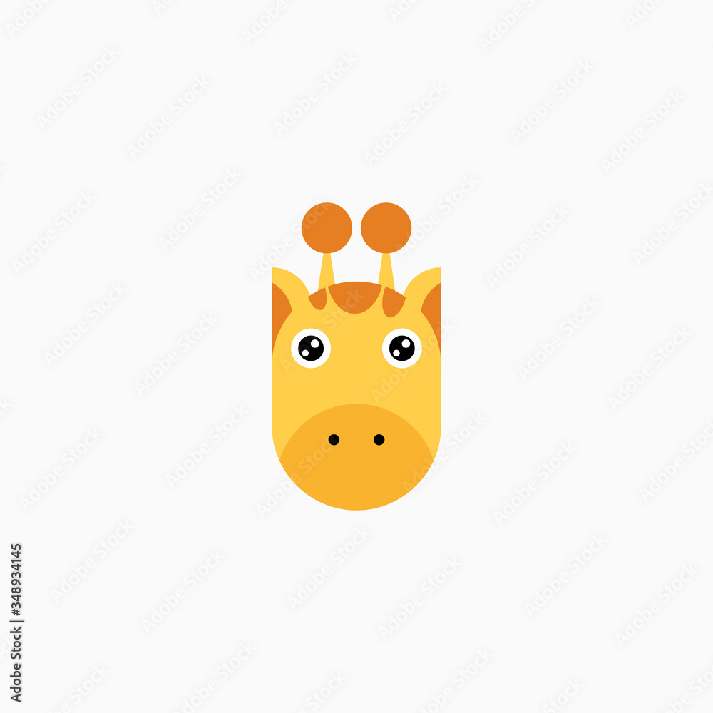 Vector Flat Giraffe's face isolated. Cartoon style illustration. Animal ...