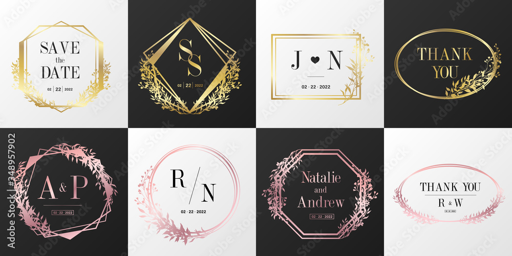 Luxury wedding monogram logo collection. Floral frame for branding logo ...