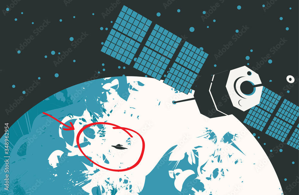 Vector banner on the theme of alien invasion. Graphic illustration with ...