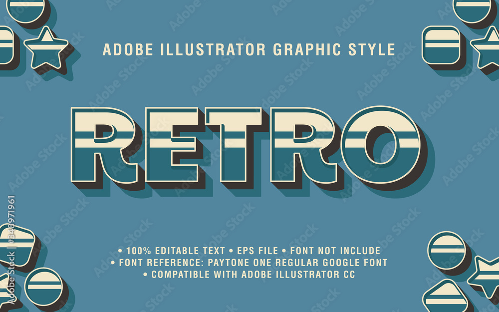 Retro Text Effect Graphic Style Vector Stock Vector | Adobe Stock