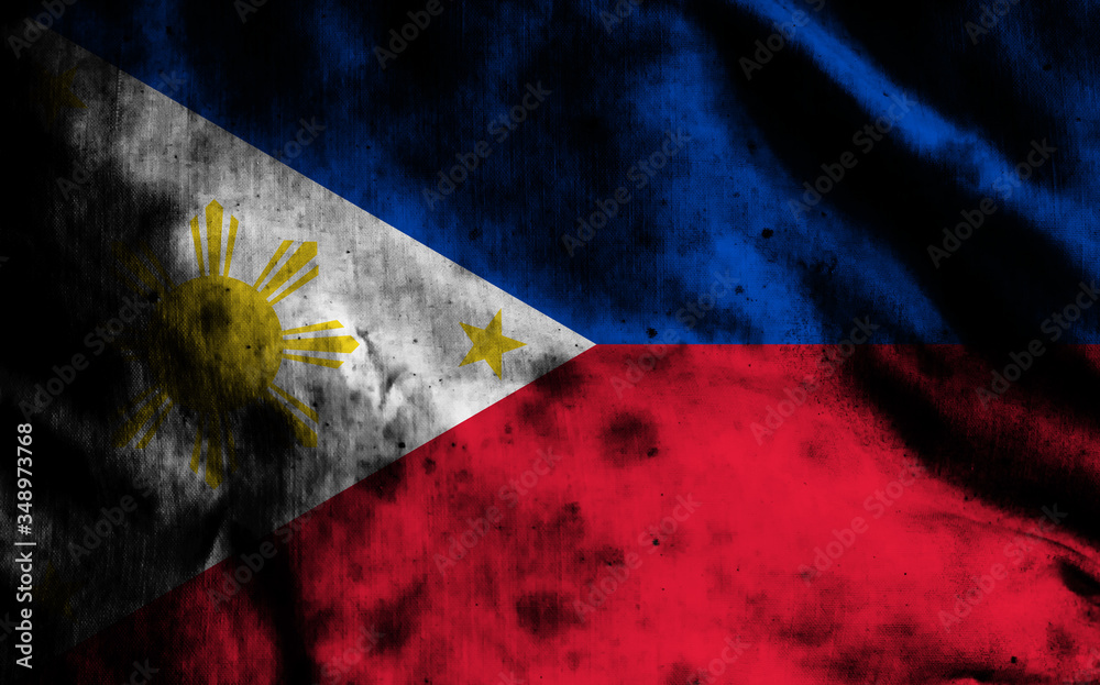Philippines flag on old fabric Stock Photo | Adobe Stock