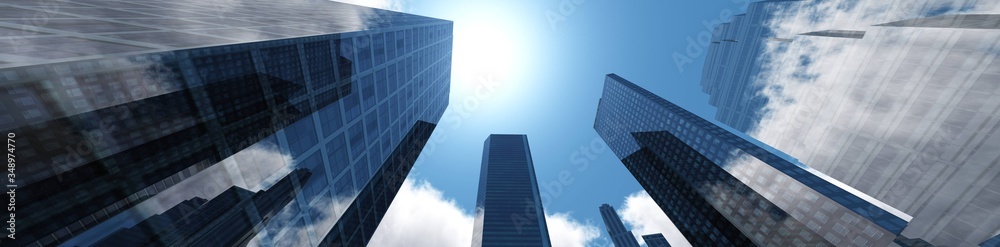 Beautiful skyscrapers against the sky, modern high-rise buildings ...