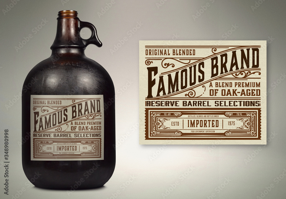 Vintage Liquor Bottle Packaging Layout Stock Template | Adobe Stock