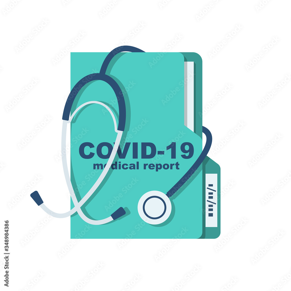 Medical report coronavirus covid-19. Stethoscope and notepad. The ...