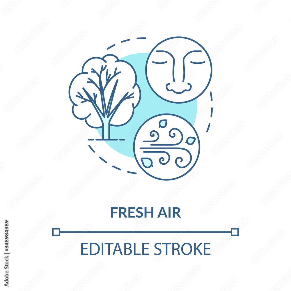 Fresh air turquoise concept icon. Environment and nature. Breath oxygen ...