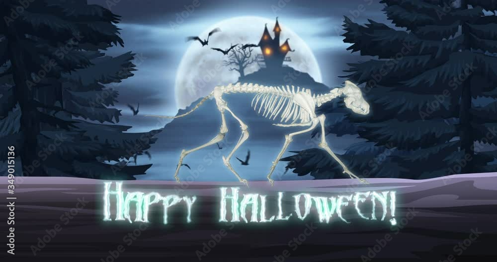 Vídeo do Stock: A halloween-themed animation with a wolf or dog ...