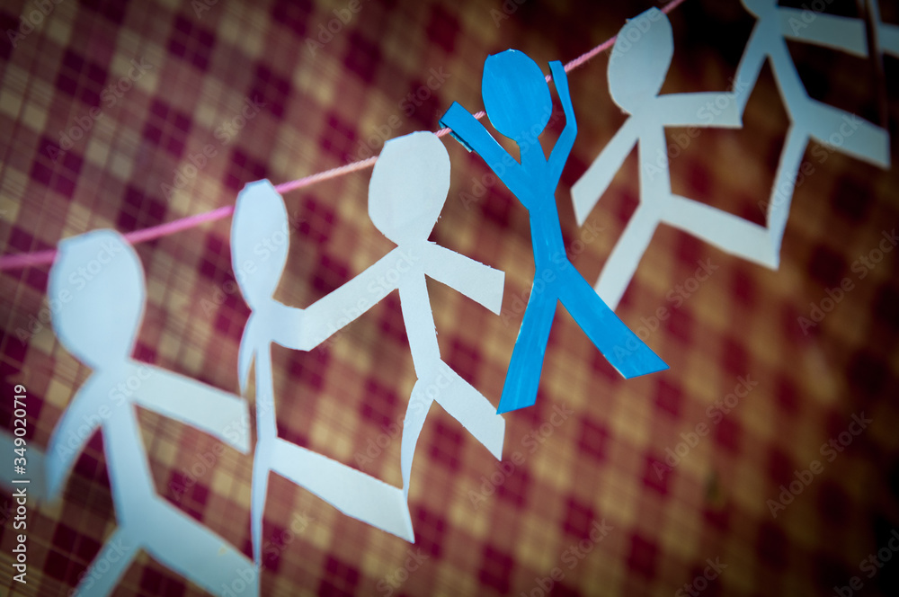 Human paper cut figures in a row. Diversity and teamwork concept Stock ...