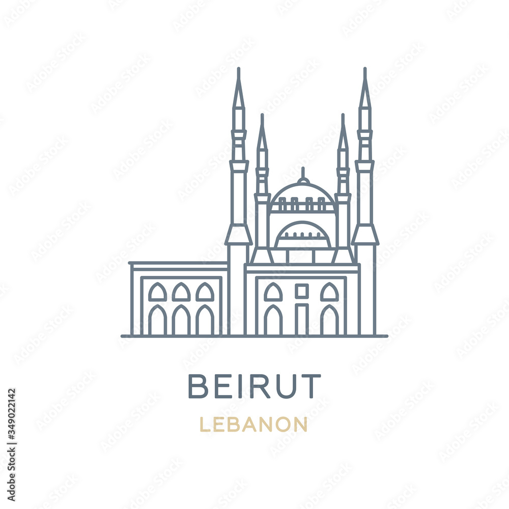 Beirut, Lebanon. Line icon of the city in Western Asia. Outline symbol ...