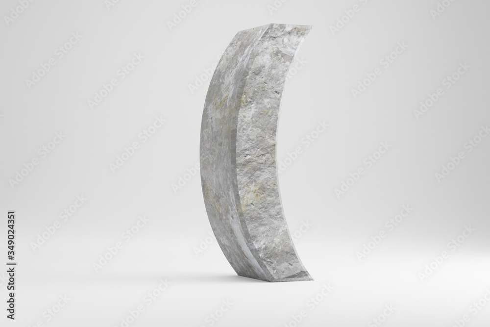 Stone 3d round brackets symbol. Rock textured sign isolated on white ...