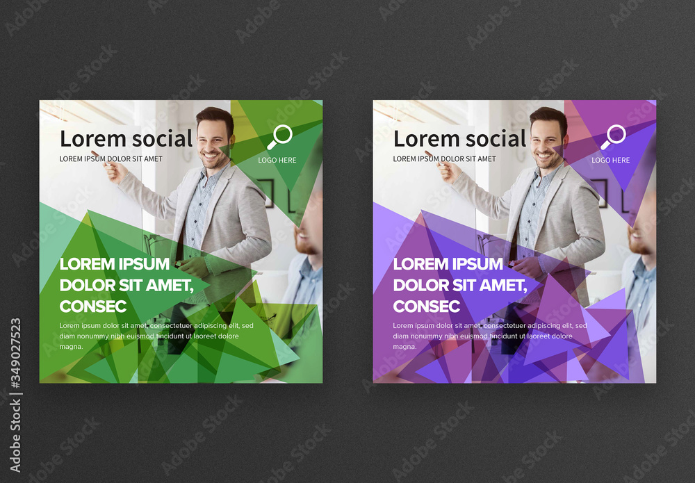 2 Social Media Post Layouts with Polygonal Elements Stock Template ...