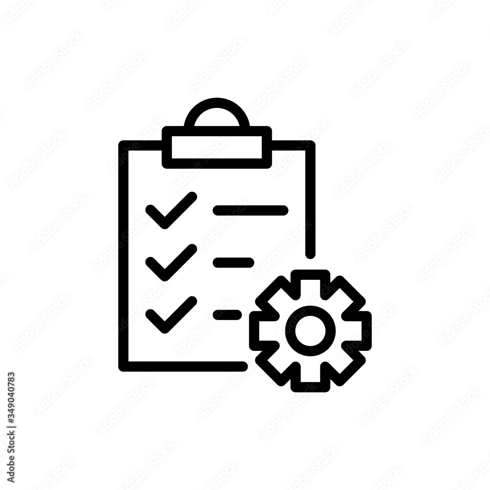Checklist and gear icon, Project management vector icon, management ...