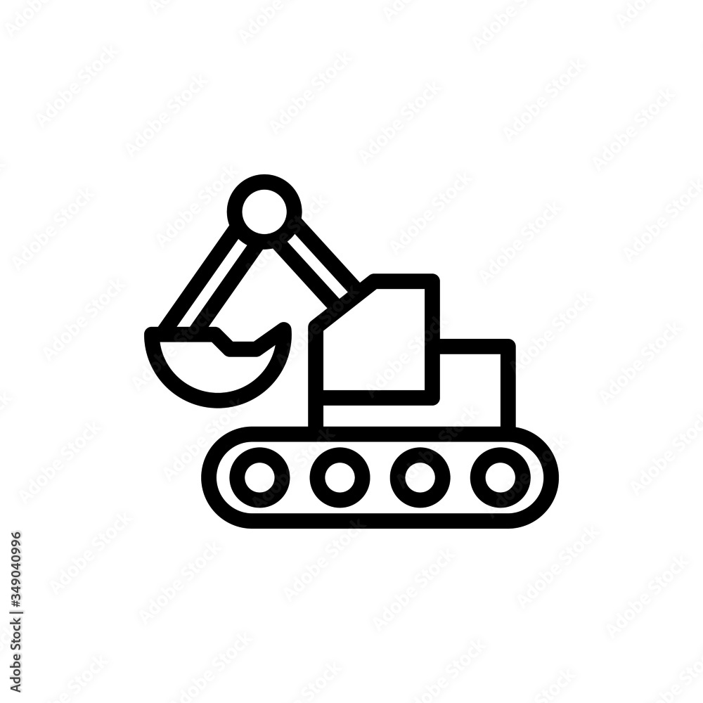 backhoe icon in line art style, From Transportation, Logistics and ...