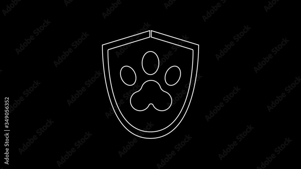 White line Animal health insurance icon isolated on black background ...