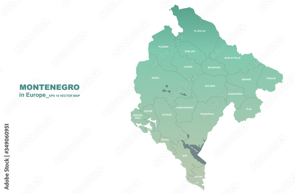 montenegro map. vector map of montenegro in europe country. Stock ...