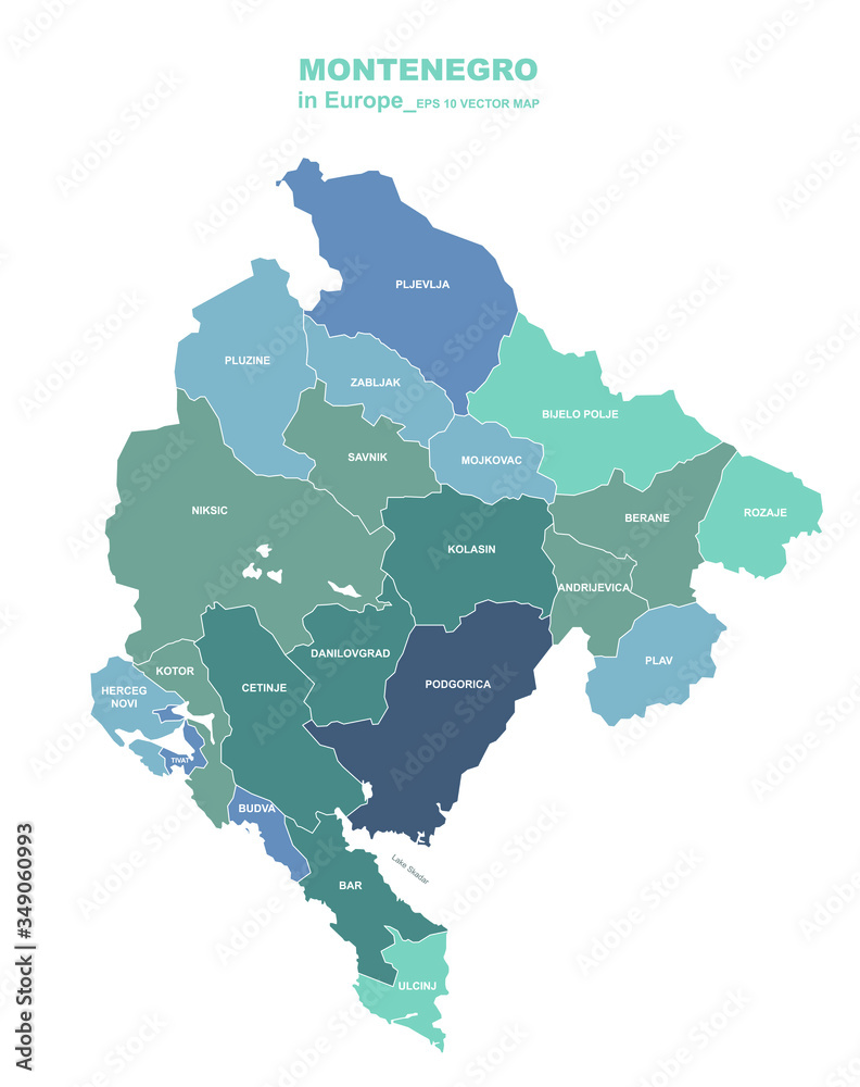 montenegro map. vector map of montenegro in europe country. Stock ...