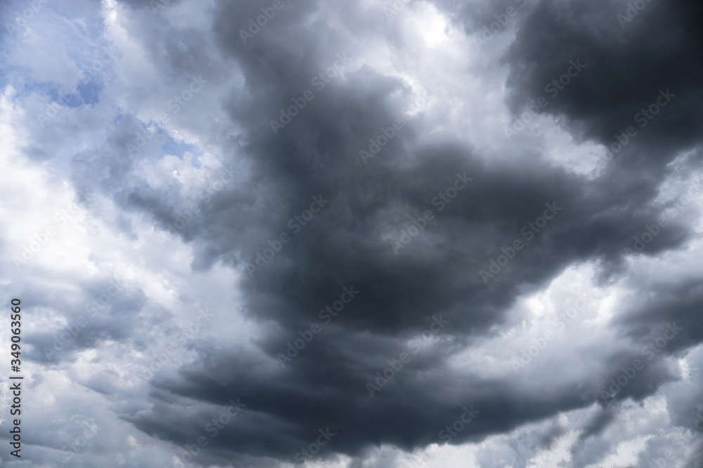 Terrible thunderclouds from the side of a plane. Gloomy epic clouds ...