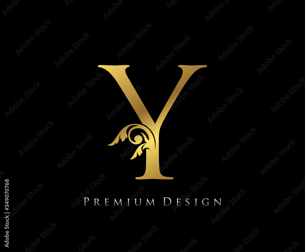 Y Letter Luxury Gold Design . Graceful style. Calligraphic beautiful ...