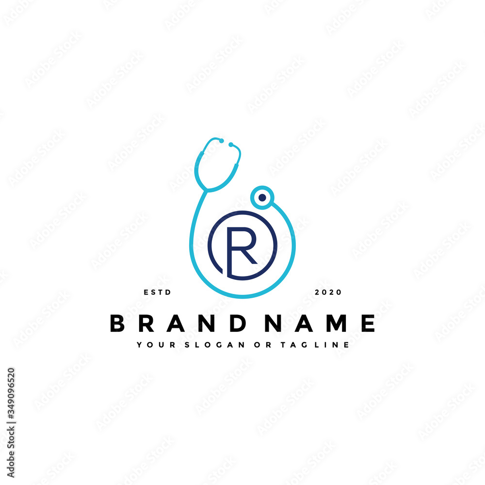 Stethoscope Icon Letter R Logo Design Vector Stock Vector | Adobe Stock
