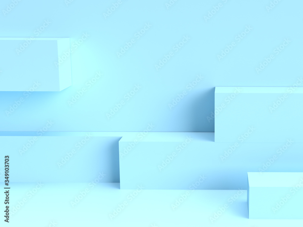 3D abstract render.blue platform for product display interior podium ...