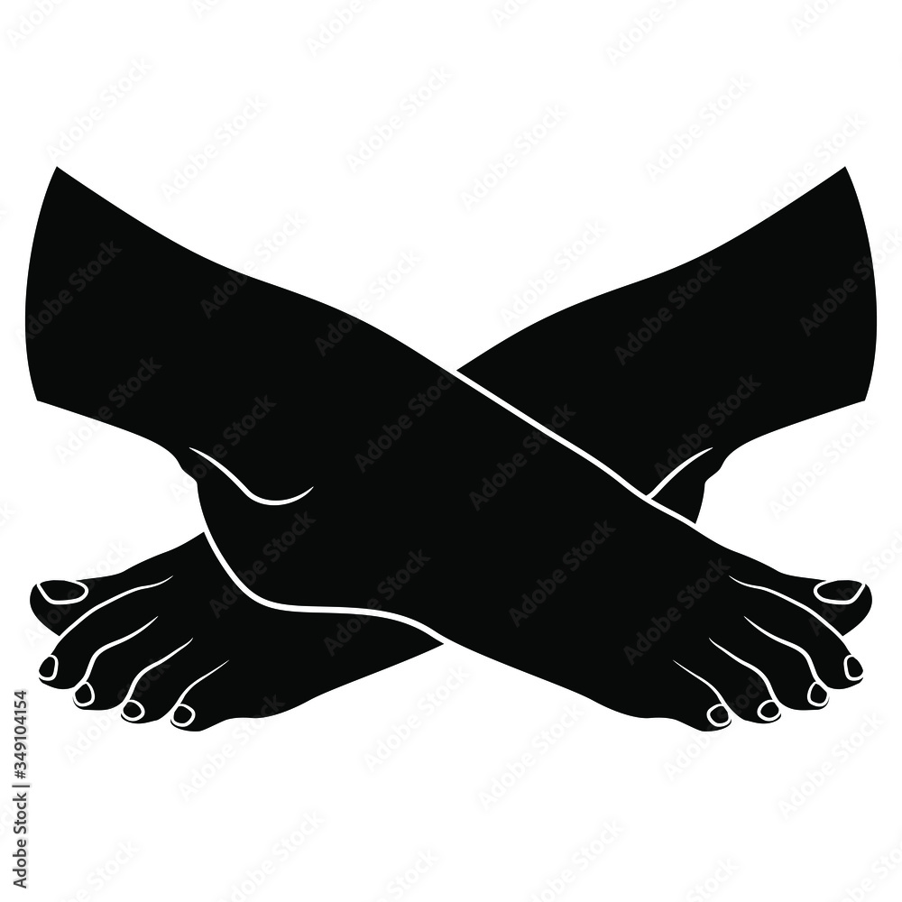 Isolated vector illustration. Two beautiful crossed female feet. Black ...