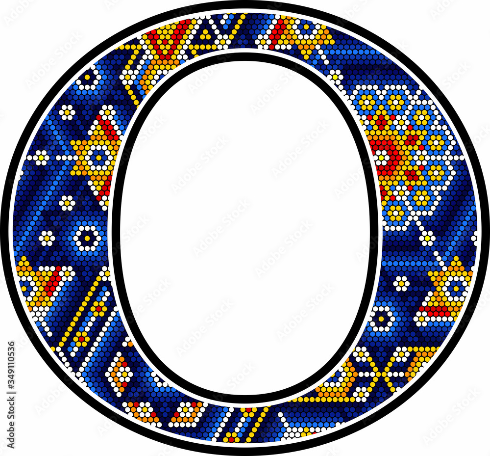 initial capital letter O with colorful dots. Abstract design inspired ...