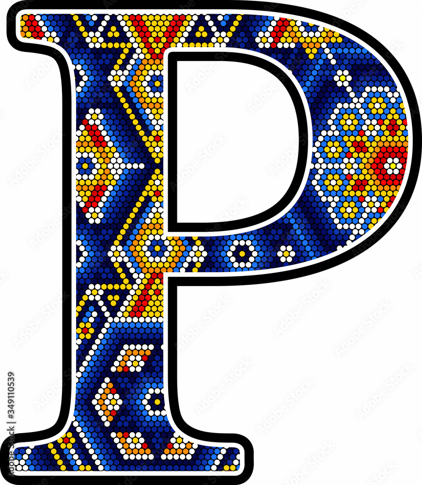 initial capital letter P with colorful dots. Abstract design inspired ...