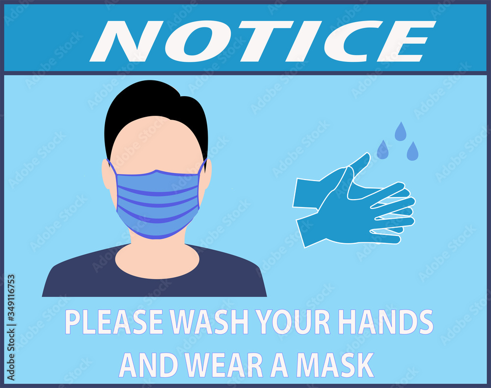wash your hands and wear a mask,notice,sign Stock Vector | Adobe Stock
