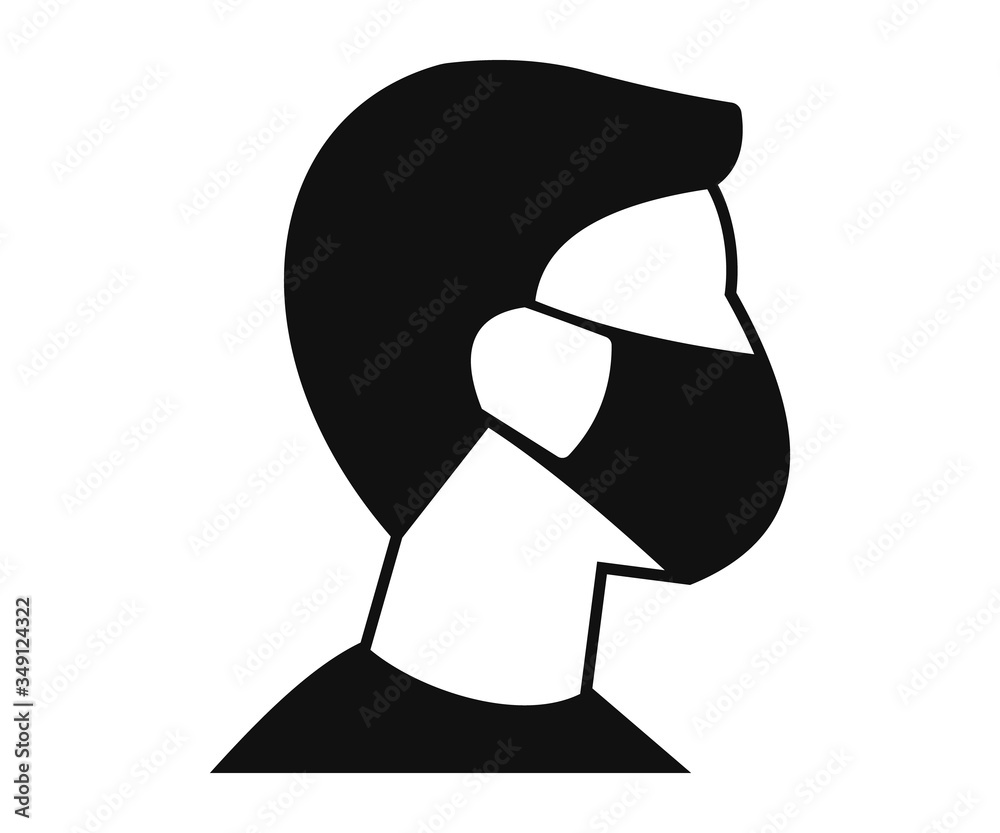 face mask icon in flat design vector black Stock Vector | Adobe Stock