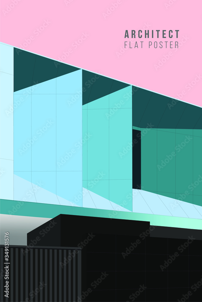 House facade Building background with geometric pattern vector ...